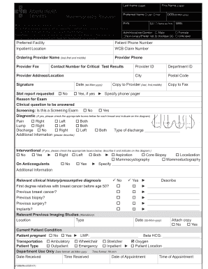 Fillable Online Mammography Request form. Mammography Request Fax Email ...