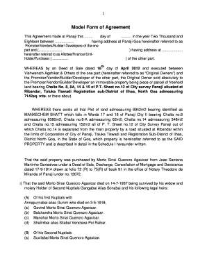 Fillable Online Model Form of Agreement - RERA Goa Fax Email Print ...