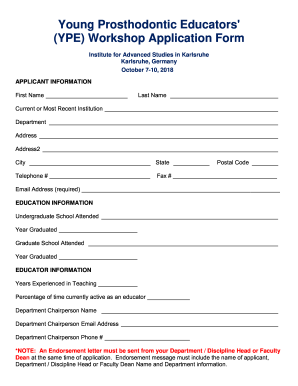 Fillable Online (YPE) Workshop Application Form Fax Email Print - pdfFiller