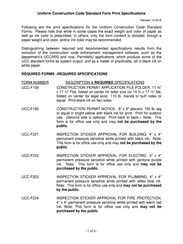Fillable Online Uniform Construction Code Standard Form Print ...