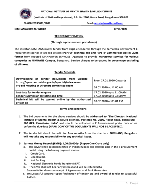 Fillable Online TENDER NOTIFICATION (Through e-procurement portal only ...