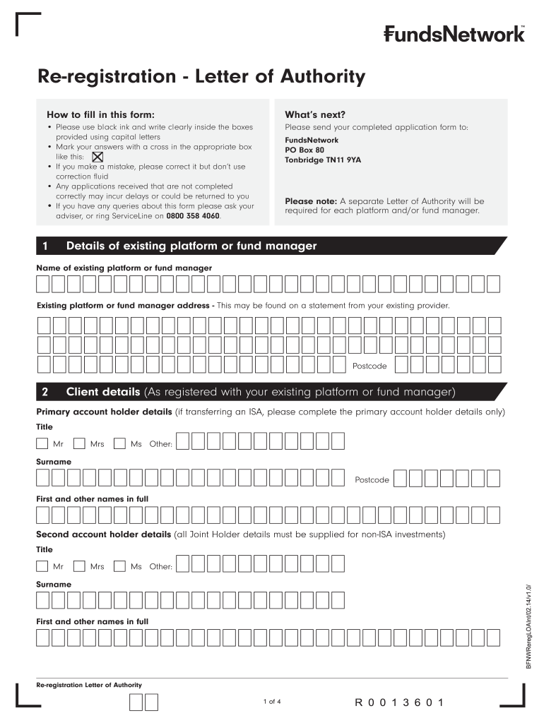 Fillable Online Re-registration - Letter of Authority Fax Email Print ...
