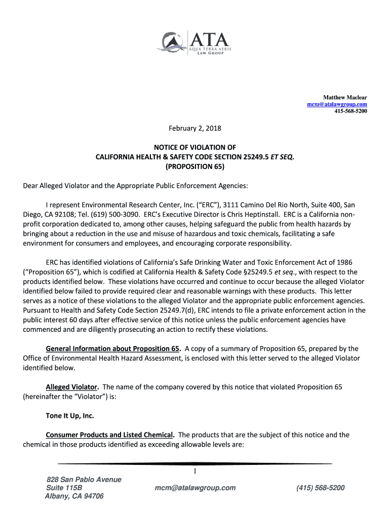 Fillable Online serves as a notice of these violations to the alleged ...