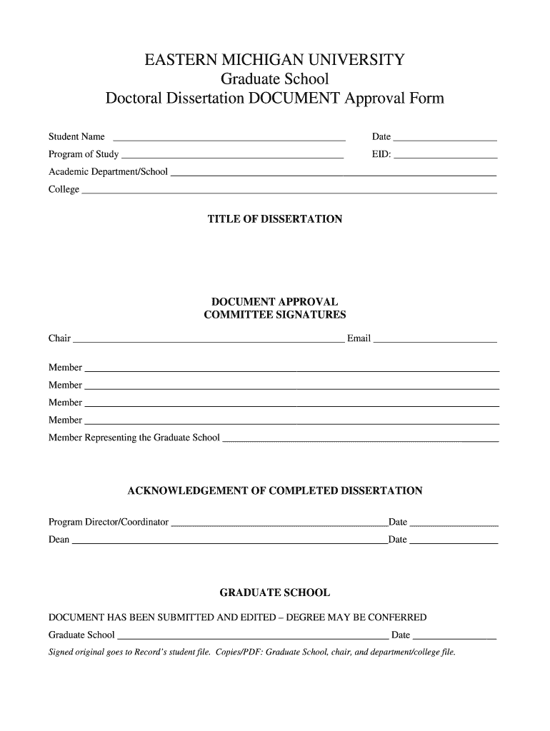 Fillable Online Doctoral Dissertation Document Approval Form Fax Email Print - pdfFiller