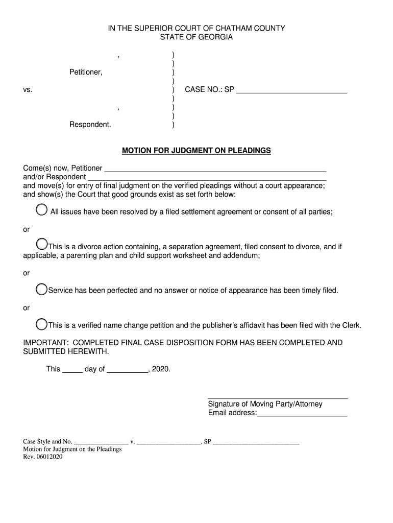 Fillable Online State Court - Civil Forms - Chatham County, GA - Court System Fax Email Print ...