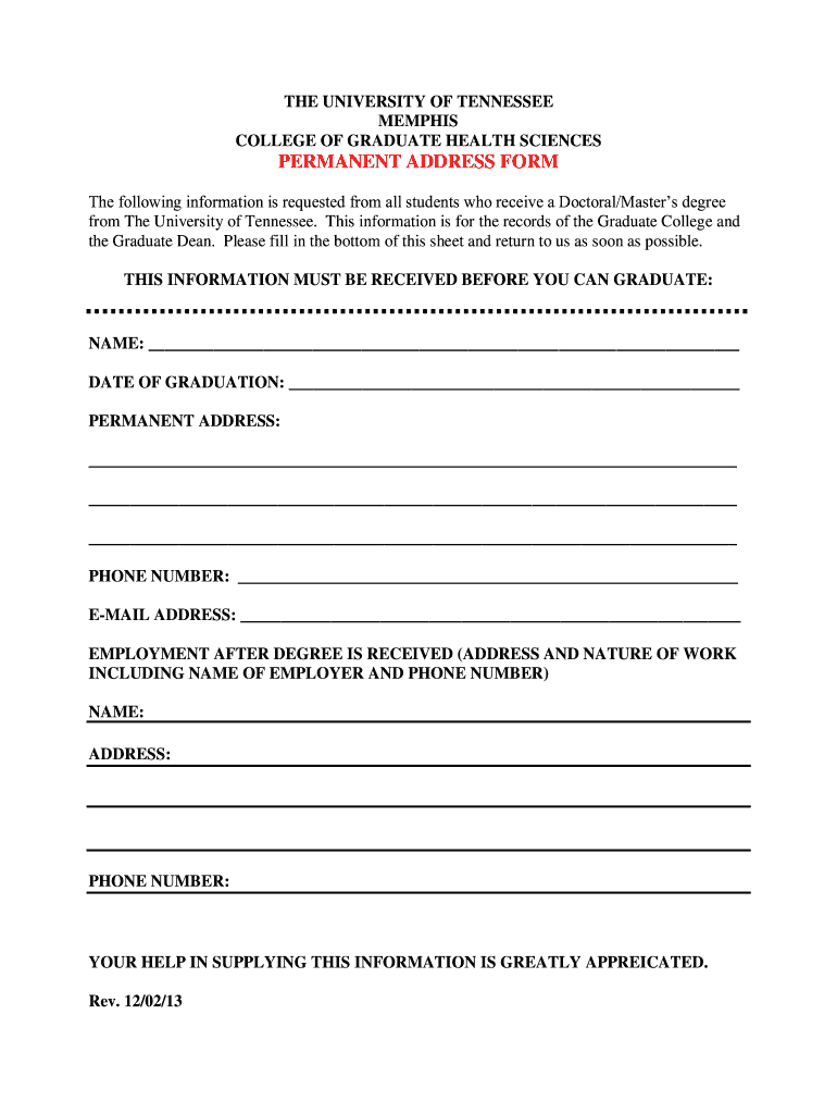 Fillable Online PERMANENT ADDRESS FORM Fax Email Print - pdfFiller