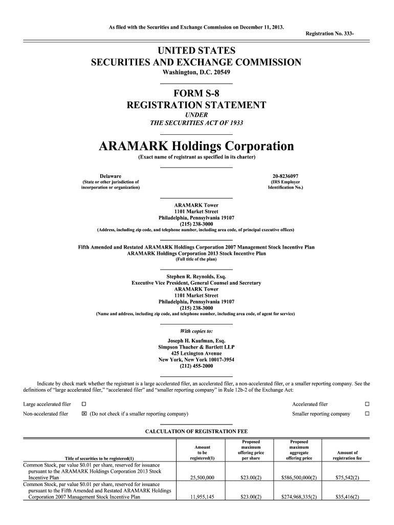 Fillable Online ARAMARK Tower Fax Email Print - pdfFiller