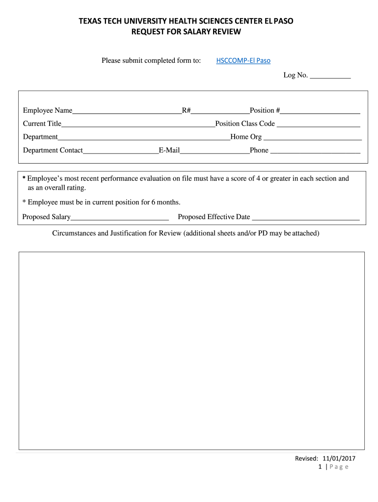 Fillable Online REQUEST FOR SALARY REVIEW Fax Email Print - pdfFiller