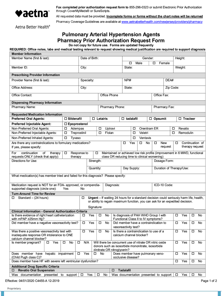 Fillable Online Pulmonary-Arterial-Hypertension-Agents-Request-Form-NJ ...