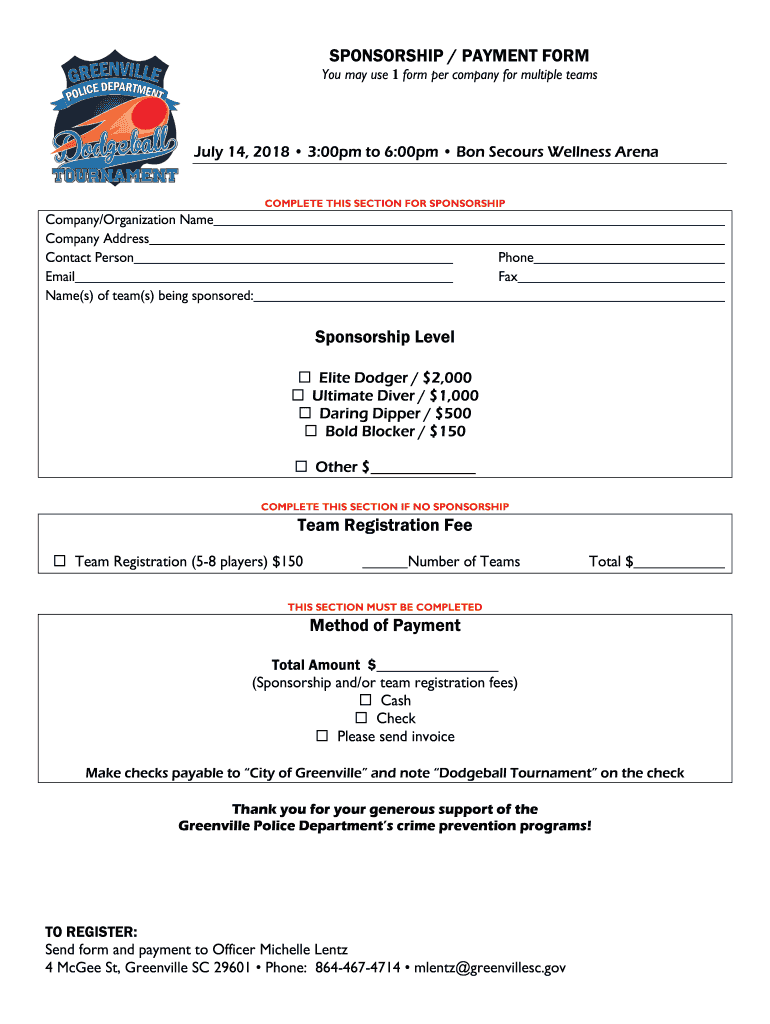 Fillable Online SPONSORSHIP / PAYMENT FORM Fax Email Print - pdfFiller
