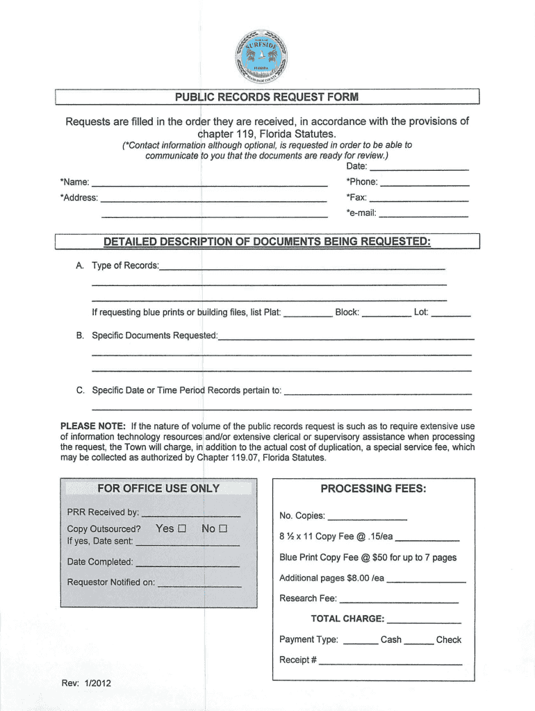 Fillable Online PUBLIC RECORDS REQUEST FORM Requests are filled in the ...