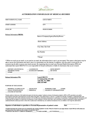 Fillable Online MED REC RELEASE IN Fax Email Print - pdfFiller