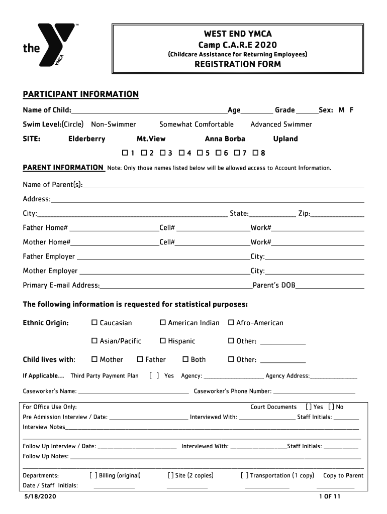 Fillable Online WEST END YMCA Fax Email Print - pdfFiller