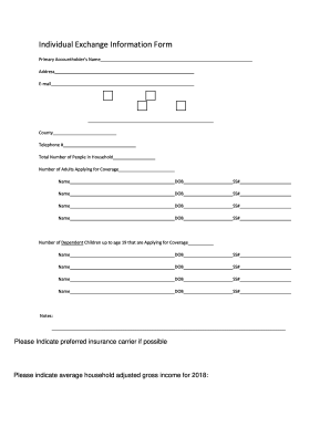 Fillable Online Individual Exchange Information Form Fax Email Print ...