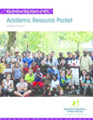 Fillable Online Academic Resource Packet Middle School - Big Brothers ...