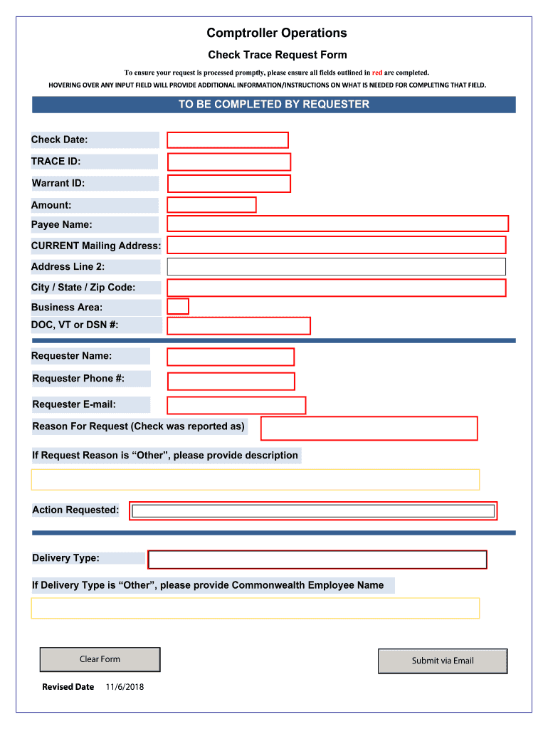 Fillable Online Check Trace Request Form Fax Email Print - pdfFiller