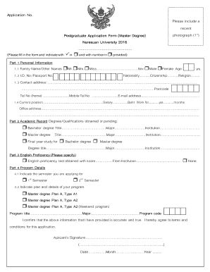 Master Degree Application Form - Fill Online, Printable, Fillable ...