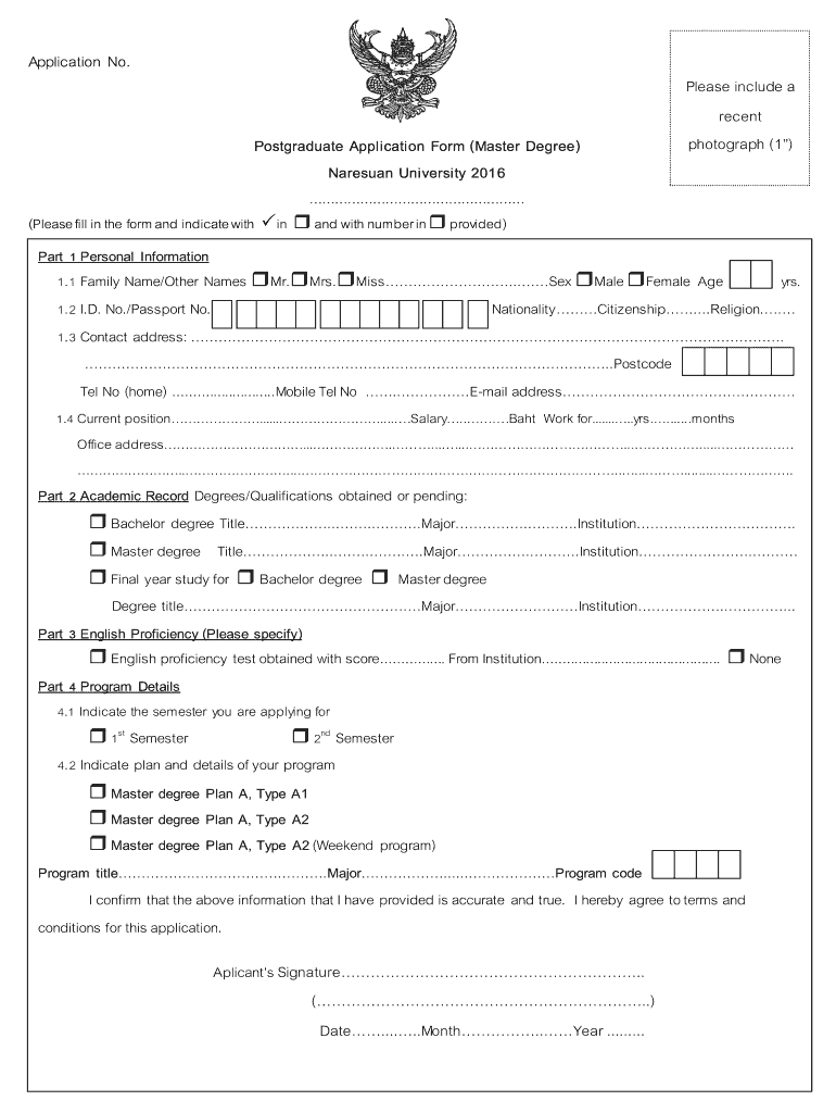 Master Degree Application Form - Fill Online, Printable, Fillable ...
