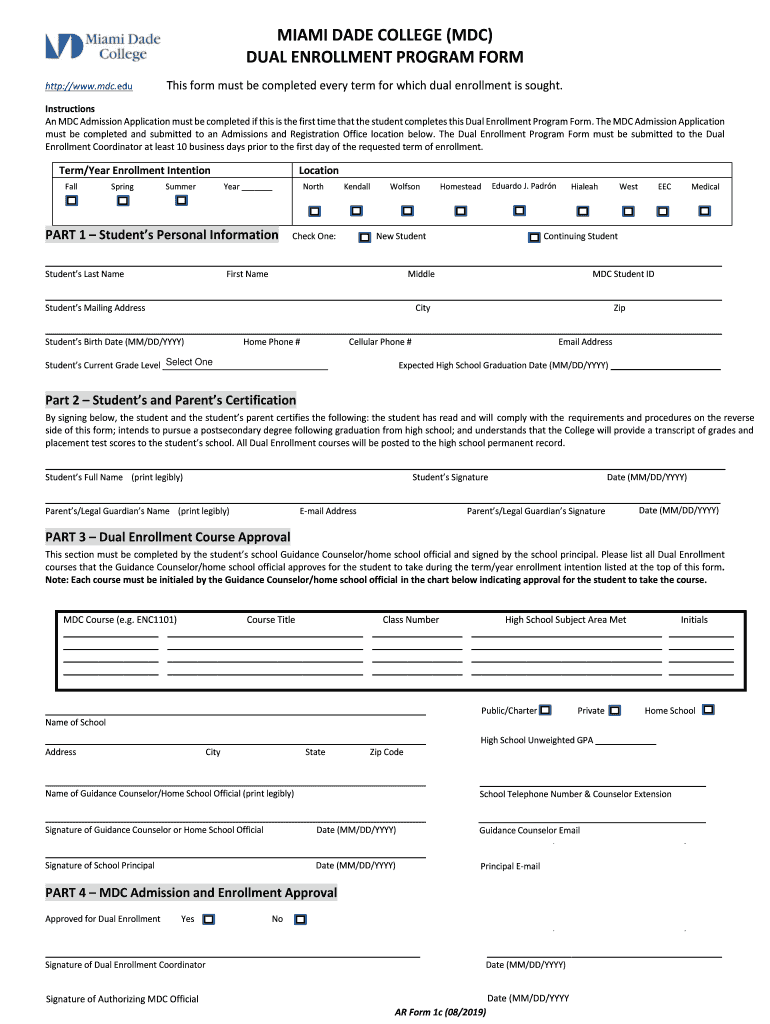 Fillable Online Fill - Free fillable Mdc-dual-enrollment-program-form ...