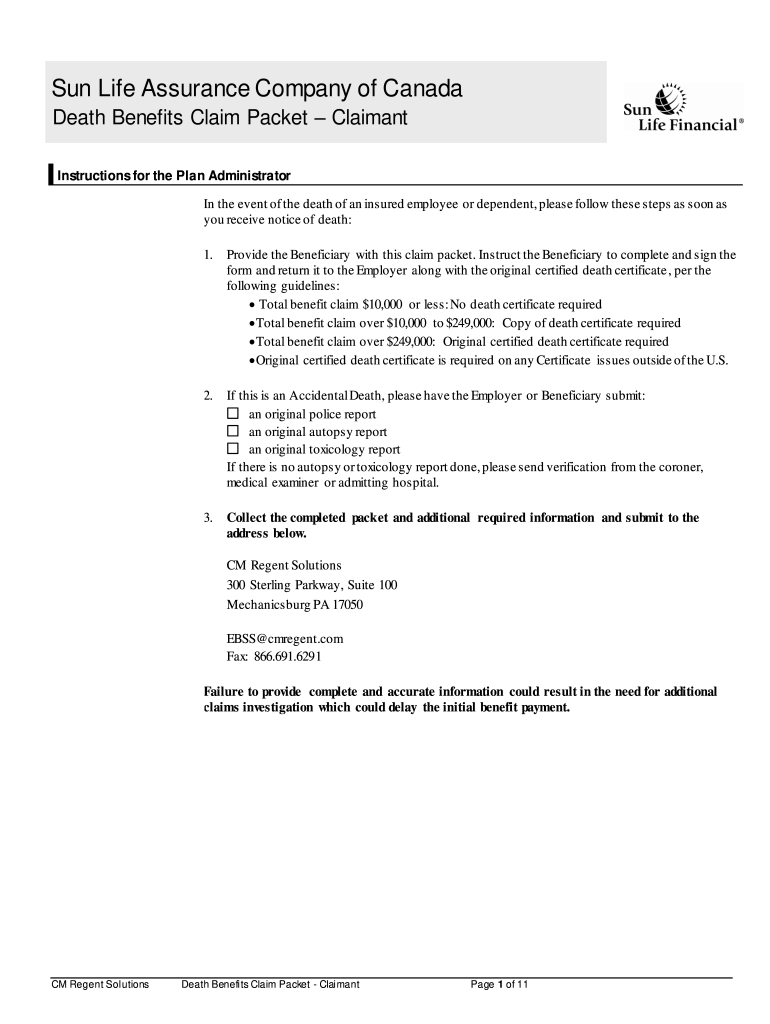 Fillable Online Sun Life Financial - Employee benefits Fax Email Print ...