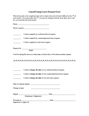 Fillable Online Cancel/Change Leave Request Form Fax Email Print ...