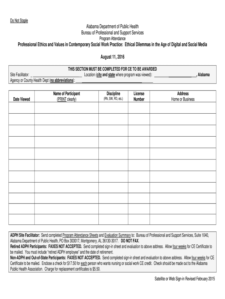 Fillable Online Ethics sign in sheet - Alabama Department of Public ...