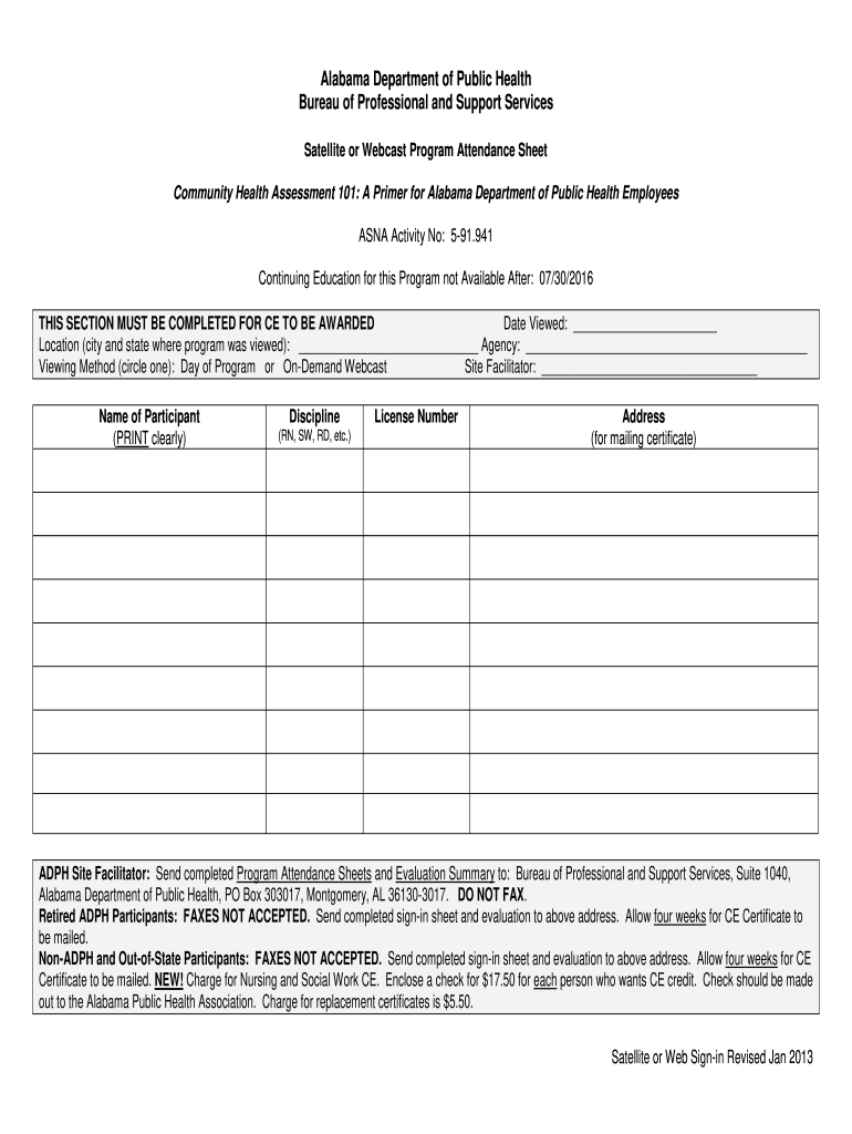 Fillable Online Community Health Assessment 101: A Primer for Alabama ...