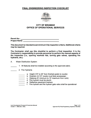 Fillable Online Final Engineering Inspection Checklist PDF Fax Email ...