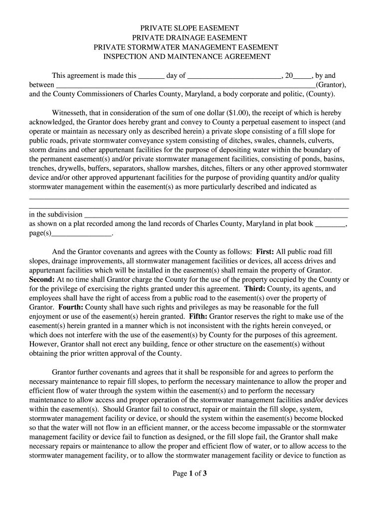Fillable Online Page 1 of 3 PRIVATE SLOPE EASEMENT PRIVATE DRAINAGE ... Fax Email Print - pdfFiller