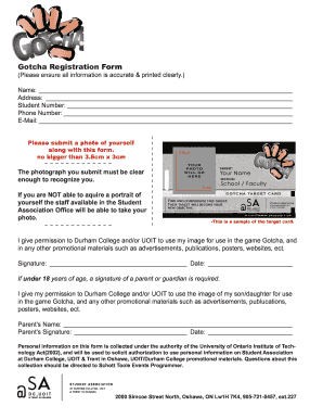 Fillable Online Gotcha Registration Form Fax Email Print - pdfFiller
