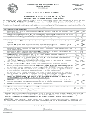Fillable Online Arizona Real Estate Licensing Forms and InformationADRE ...