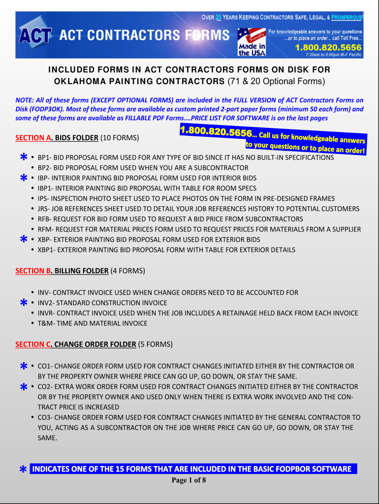 Fillable Online OKLAHOMA Painting Contractor Forms Catalog.ppp Fax ...