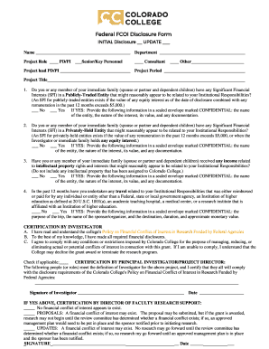 Fillable Online Federal FCOI Disclosure Form Fax Email Print - pdfFiller