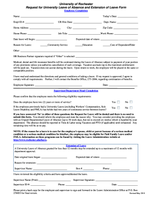 Fillable Online Request for University Leave of Absence and Extension ...