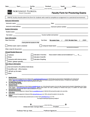 Fillable Online Request for Exam Proctoring Form - Pitzer College Fax Email Print - pdfFiller