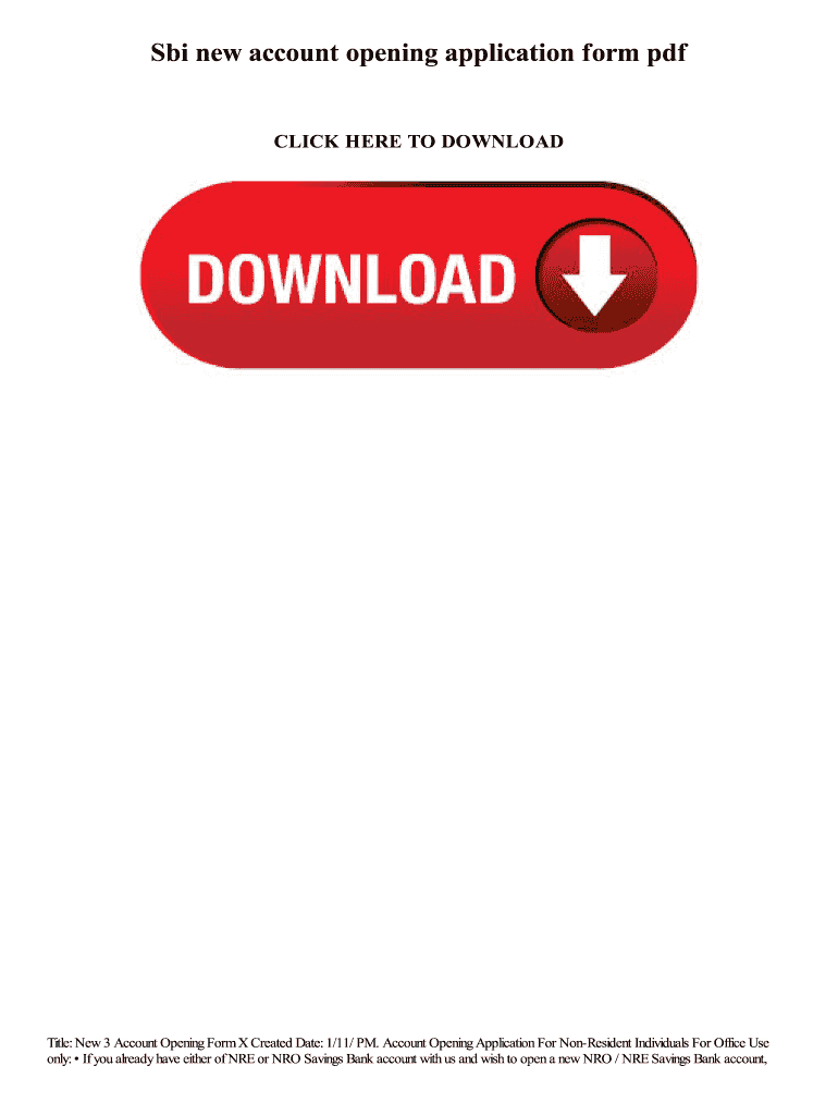Sbi New Account Application Form - Fill Online, Printable, Fillable ...