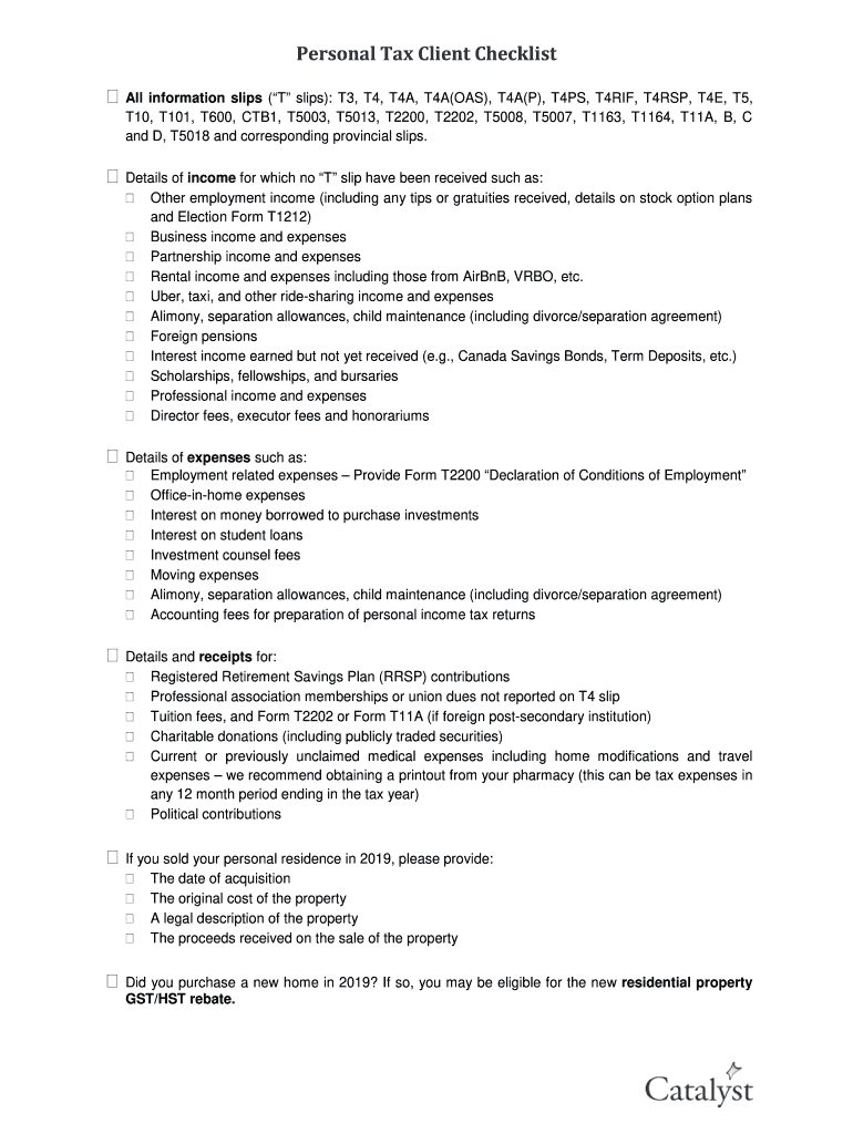 Fillable Online Personal Tax Client Checklist Fax Email Print - pdfFiller
