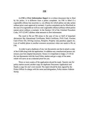 First Information Report - Fill Online, Printable, Fillable, Blank ...
