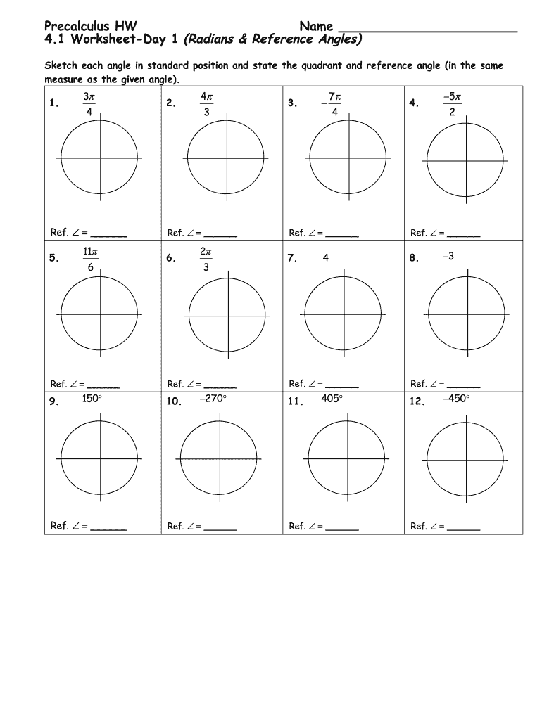 Reference Angle Worksheet Fill Online Printable Fillable Blank