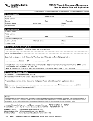 Fillable Online Special Waste Disposal Application Fax Email Print ...
