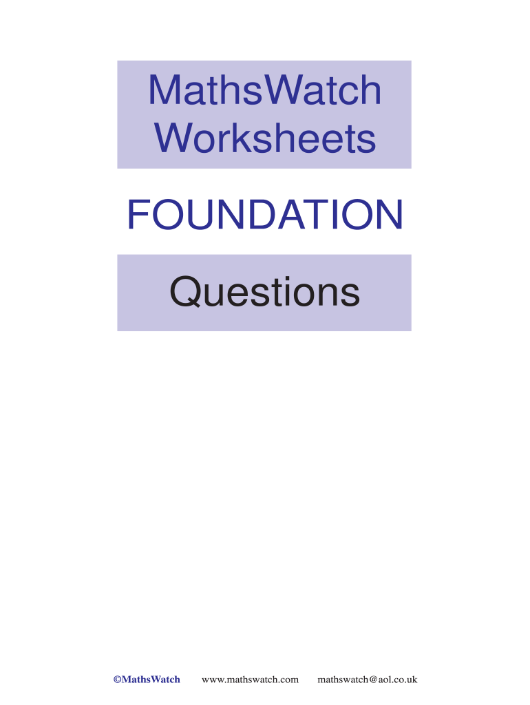 Mathswatch Worksheets - Fill Online, Printable, Fillable, Blank | pdfFiller