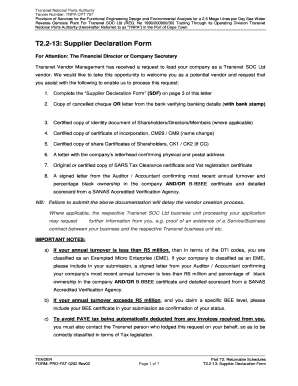 Fillable Online T2.2-34 Supplier Declaration Form - Tender Bulletins ...