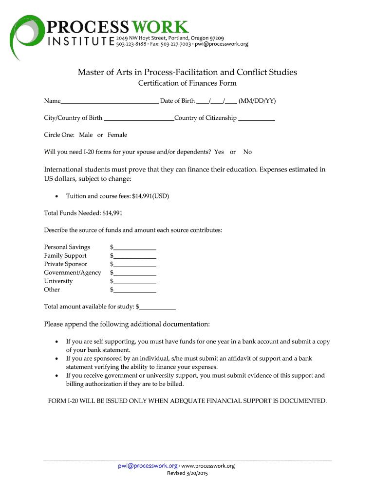 Fillable Online Certificate Program Application - Process Work ...