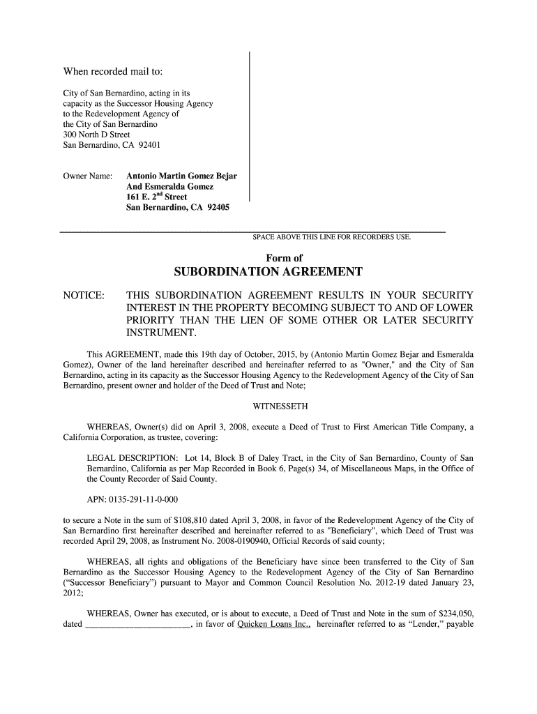 Fillable Online Successor Agency to the former ... - City of San ...