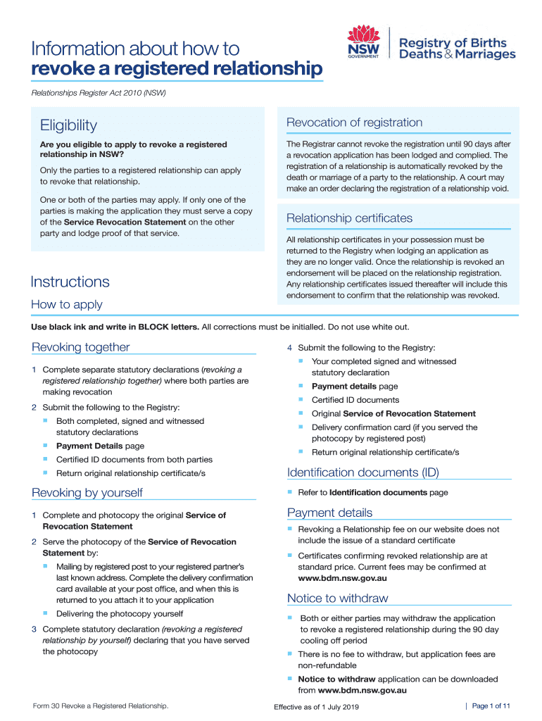 Fillable Online How to revoke a registered relationship. Complete this ...