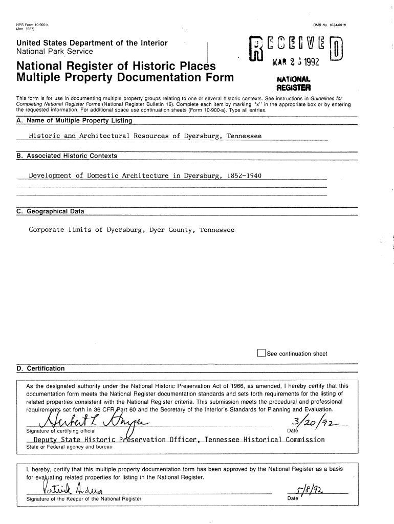 Fillable Online Historic and Architectural Resources of Dyersburg ...