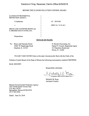 Fillable Online NOTICE OF FILING This document utilized 100% recycled ...