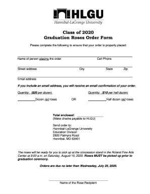 Fillable Online Graduation Roses Order Form Fax Email Print - pdfFiller