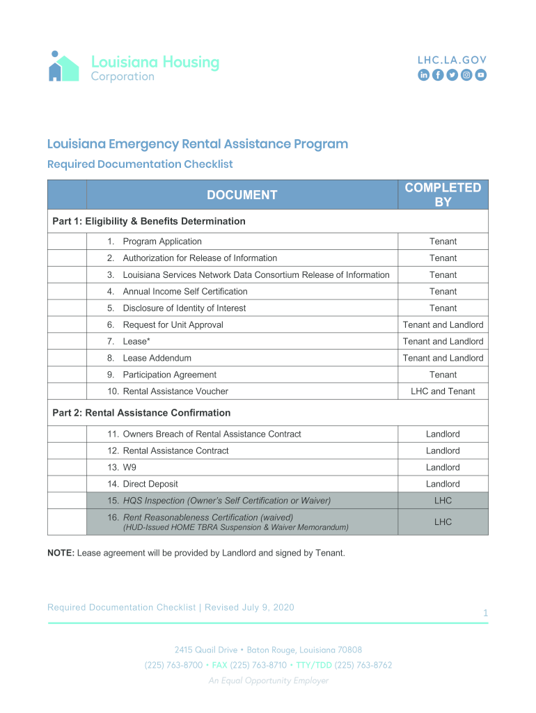 Fillable Online Louisiana Emergency Rental Assistance Program DOCUMENT ...