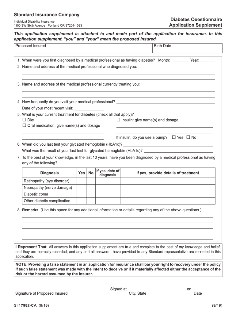 Fillable Online Fillable Online Diabetes Questionnaire Application ...